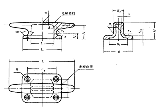 Casting Steel Bolted Type Mooring Kevel Ship Mooring Equipment