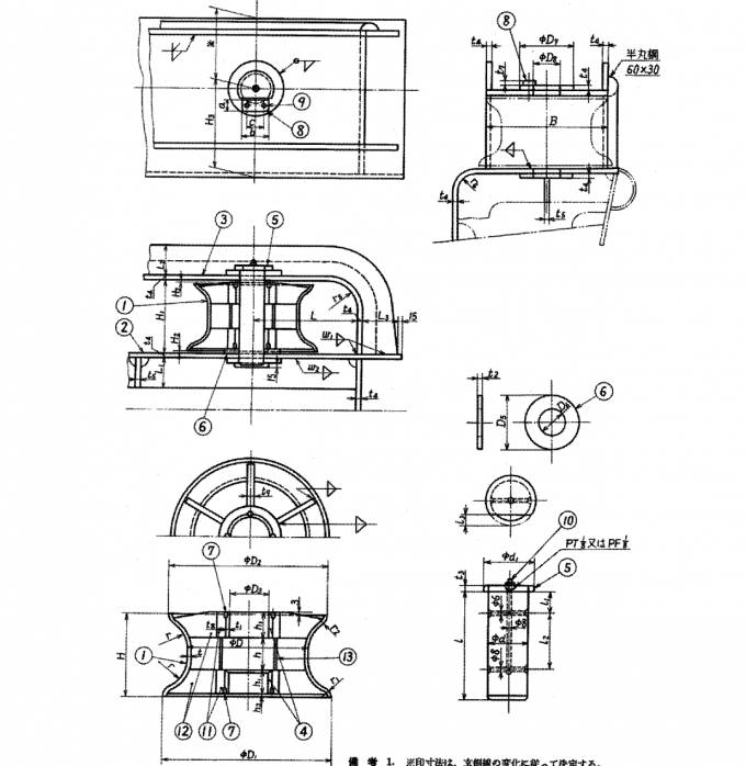 JIS F 2014 Form DF DS Closed Type 3 Rollers Shipside Fairlead Ship ...