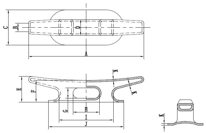 ASTM A27-70-36 Cast Steel Kevel Chocks Ship Mooring Equipment