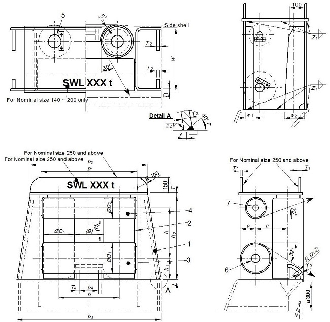 ISO 13733 Type 4R 4 Rollers Universal Fairleads With Upper Roller Ship Towing Equipment