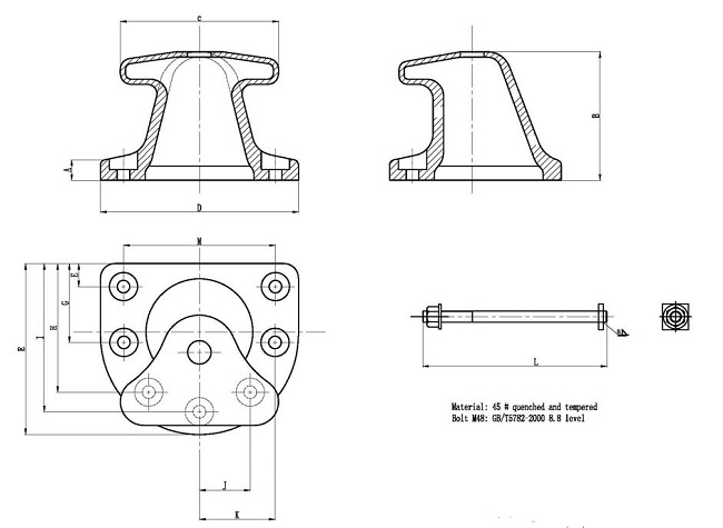 Casting Steel Tee Head Dock Bollard With Anchorage Ship Mooring Equipment