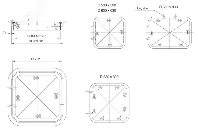 CB/T 3728 Type D Flush Weathertight Small Hatch Cover With Dogs Marine ...