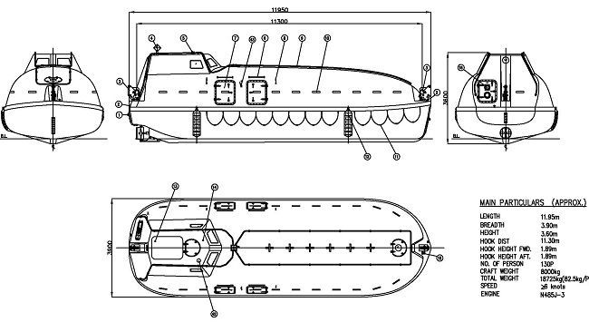 150PAX Totally Enclosed Lifeboat Tanker Version Ship Life Saving Equipment